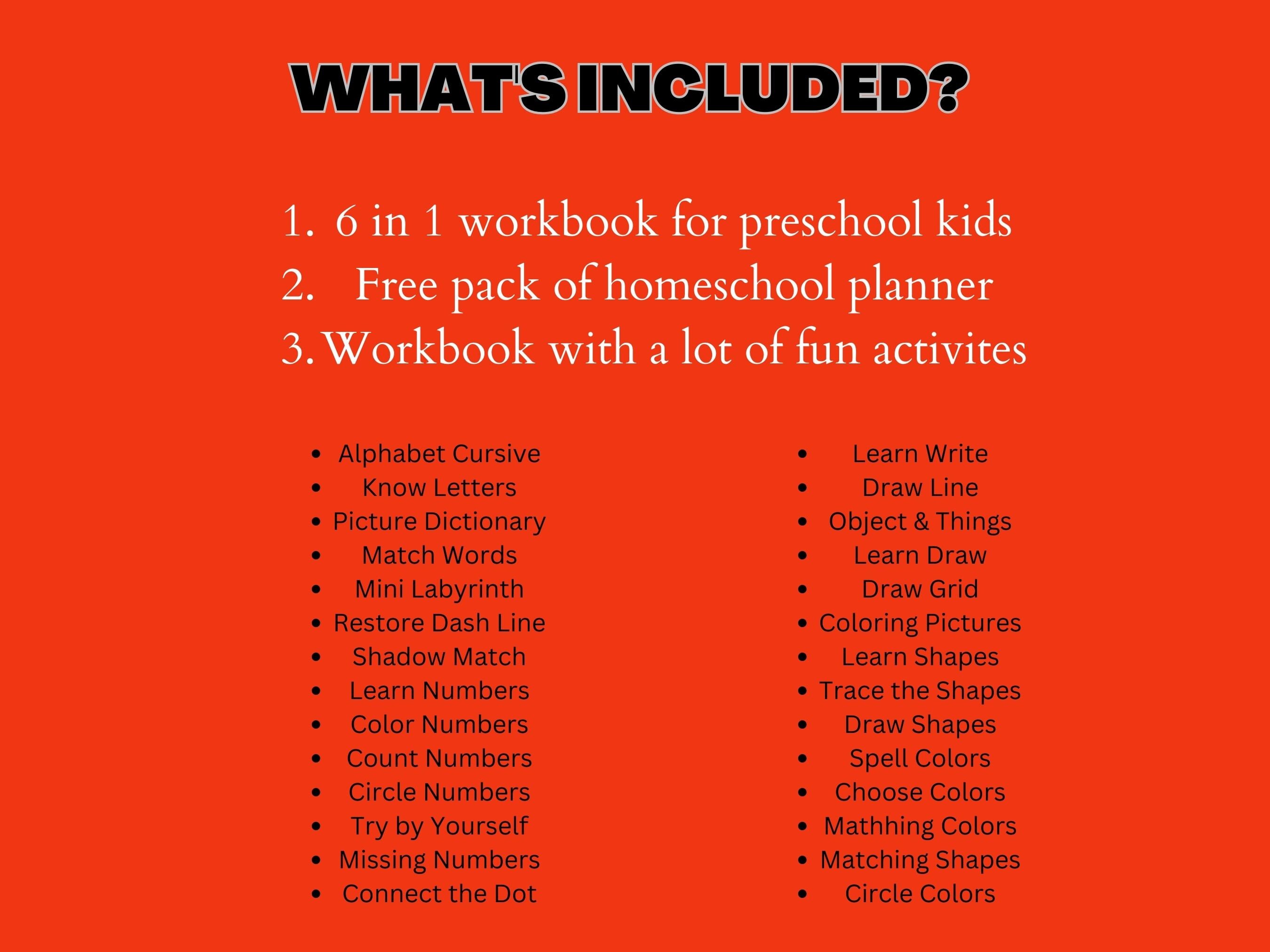 6 in 1 Preschool Pre-k Curriculum Workbook Writing Drawing Color Dot to ...