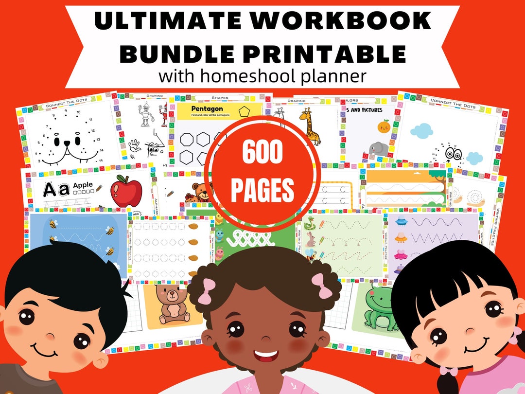 6 in 1 Preschool Pre-k Curriculum Workbook Writing Drawing Color Dot to ...