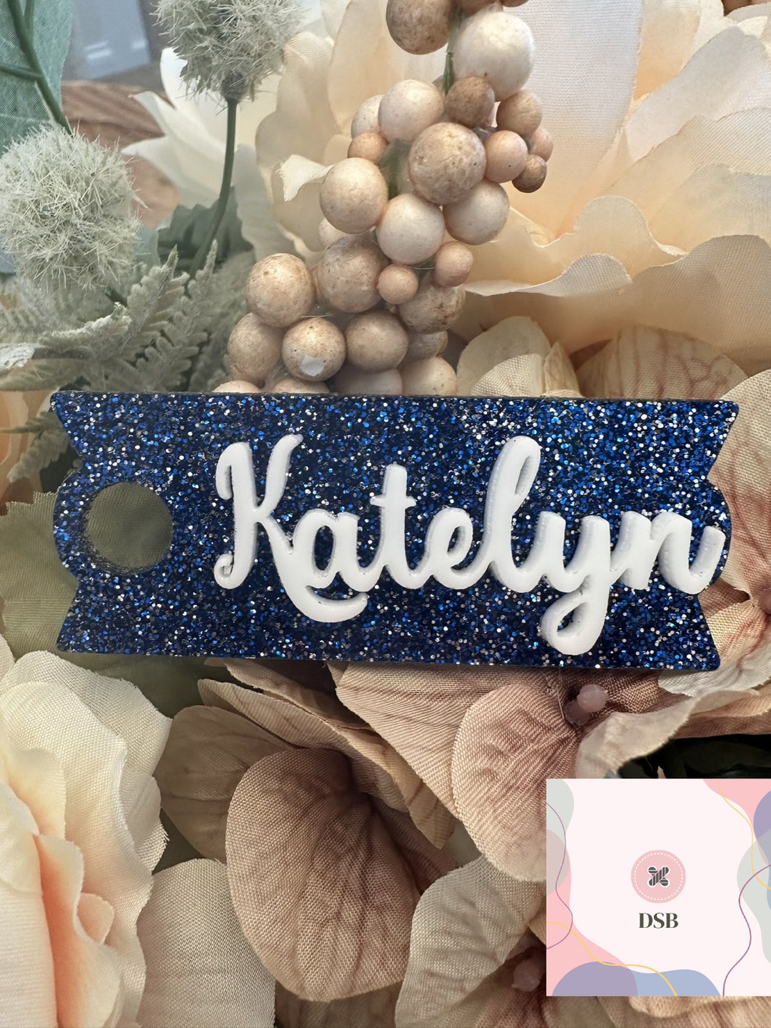 Stanley Name Plate - Tumbler Cup Tag - 30oz and 40 Oz - Sparkle Blue ...