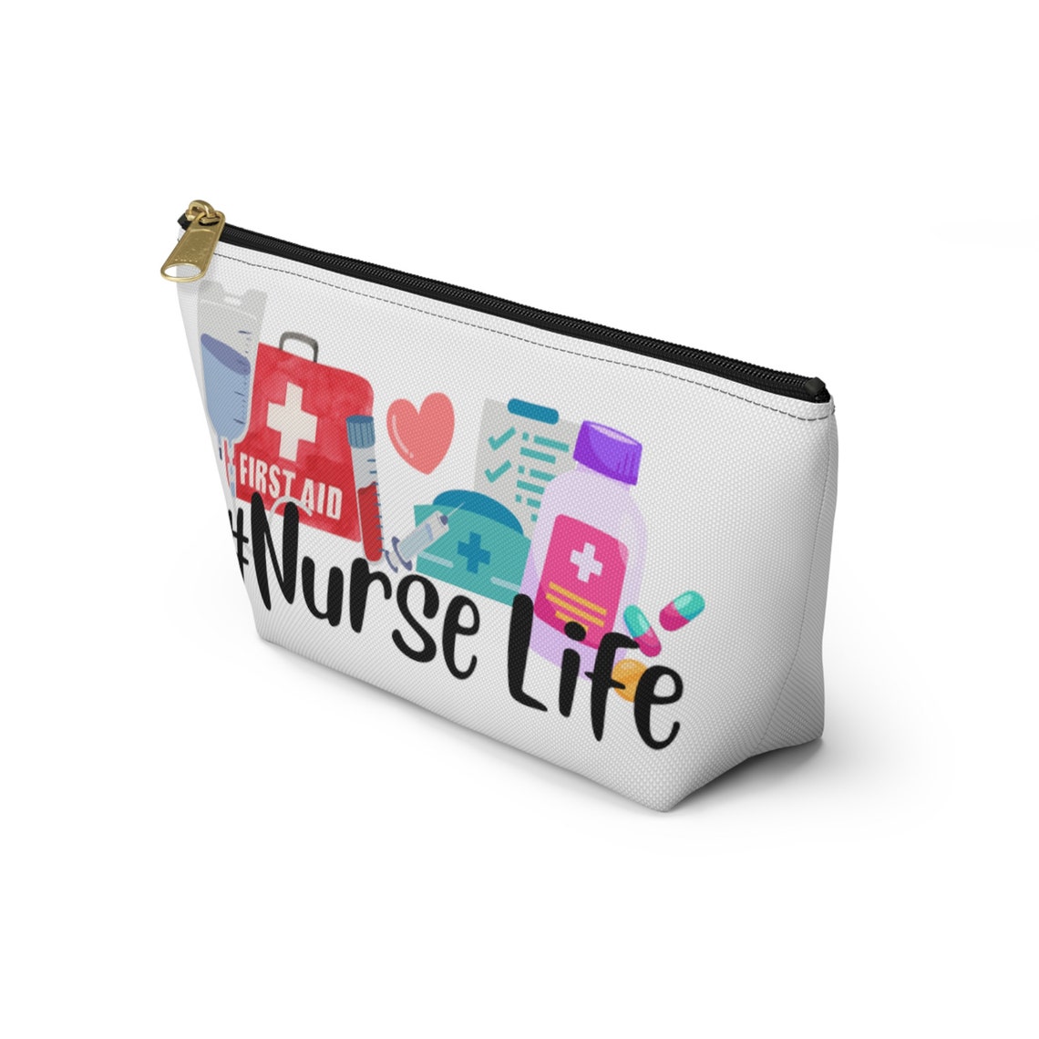 Nurse Life Cosmetic Pouch, Hashtag Nurse Life Zipper Bag, Gift for ...