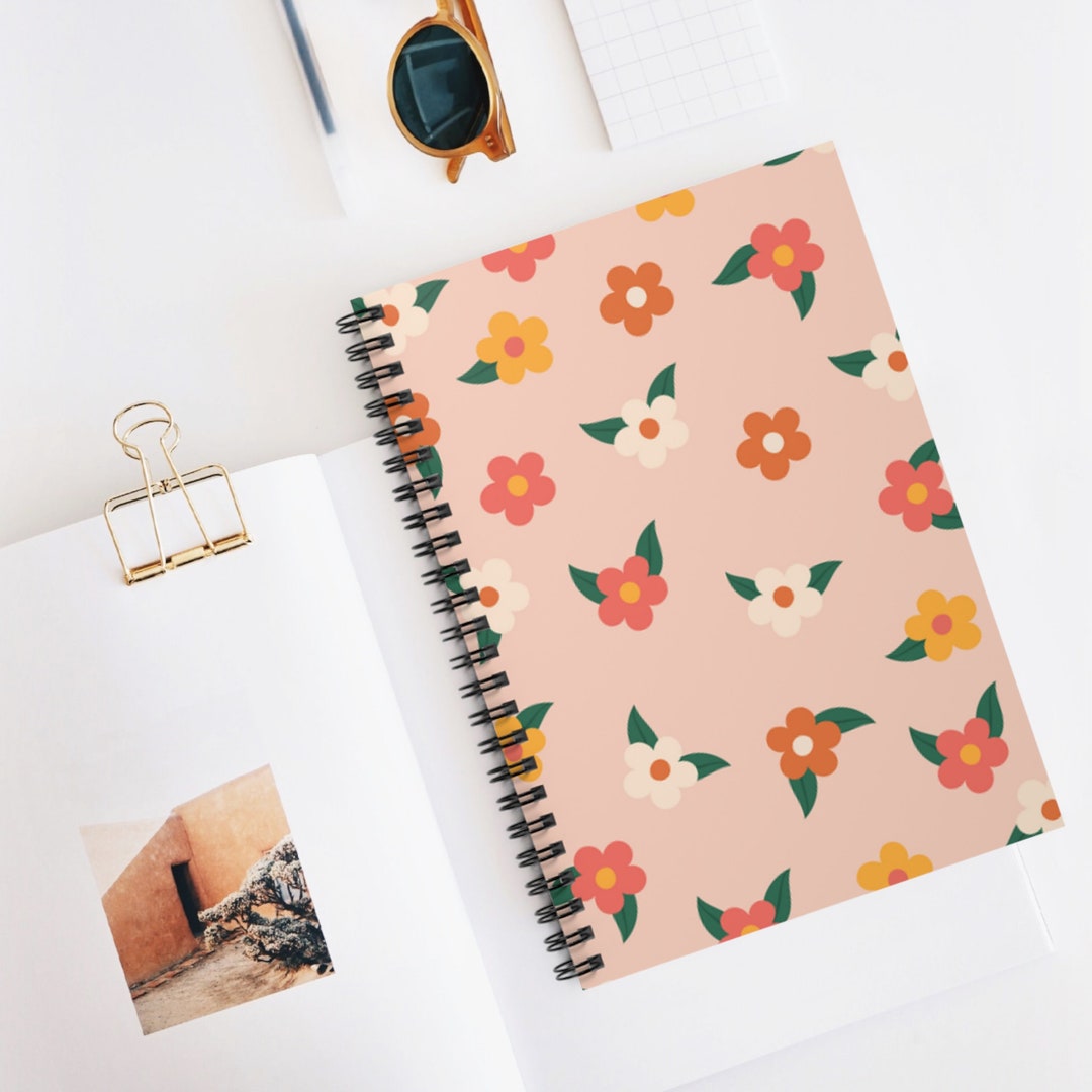 Floral Spiral Notebook, Cute Pink Flower Journal, Back to School ...