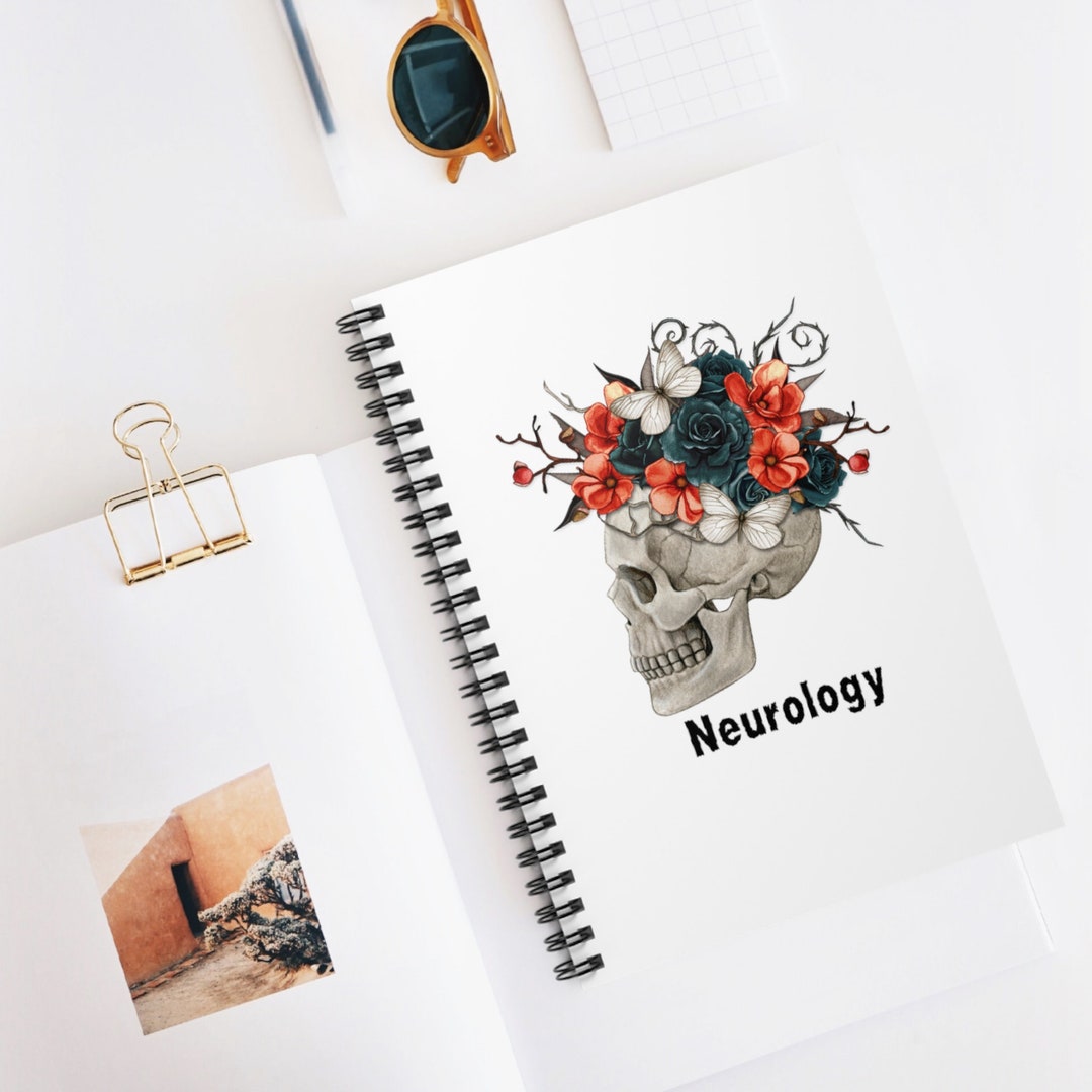 Neurology Spiral Notebook, Floral Skeleton Journal, Perfect Gift for ...