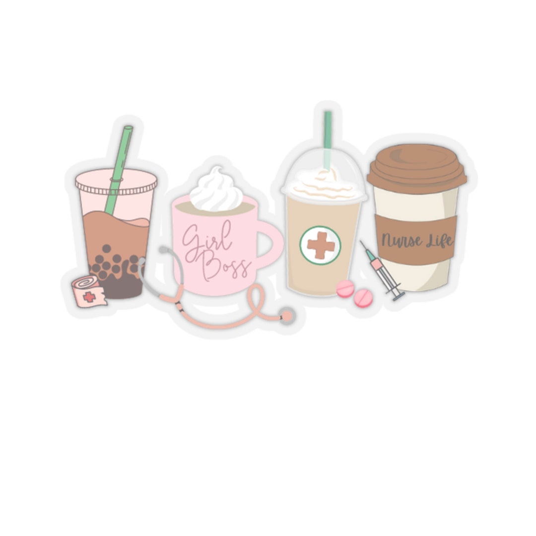 Mini Nurse Fuel Sticker, Cute Coffee Nursing Sticker, Mini Latte ...
