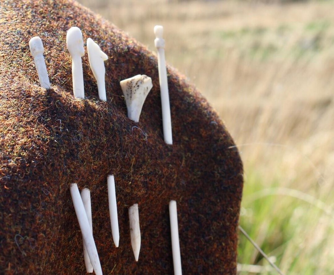 Handcrafted Deer Antler Pins With Carved Designs – Made by Cothrom ...