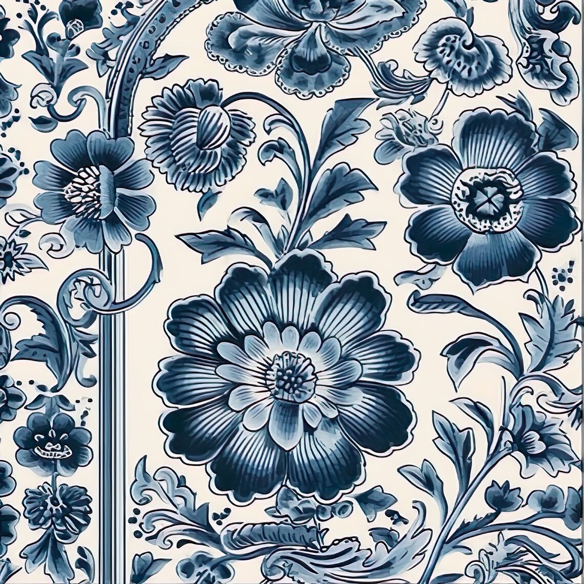 Delft Floral Pattern Digital Printables for Junk Journals - Etsy