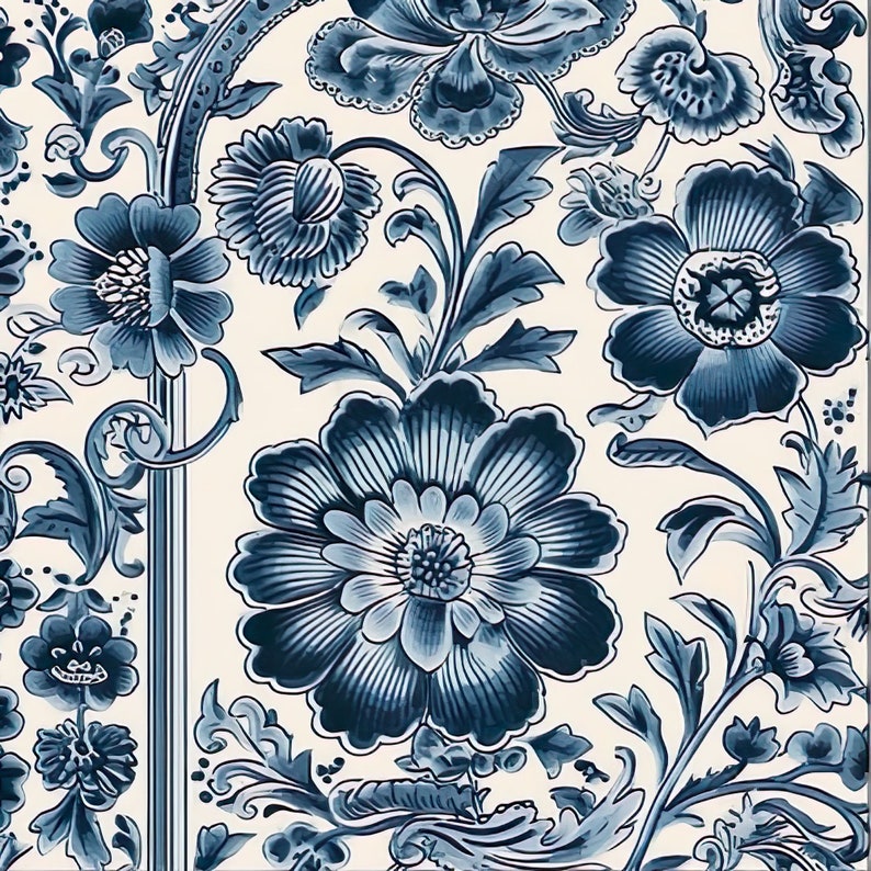 Delft Floral Pattern Digital Printables for Junk Journals - Etsy