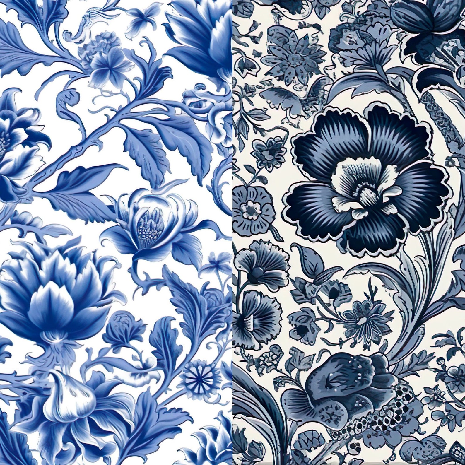 Delft Floral Pattern Digital Printables for Junk Journals - Etsy