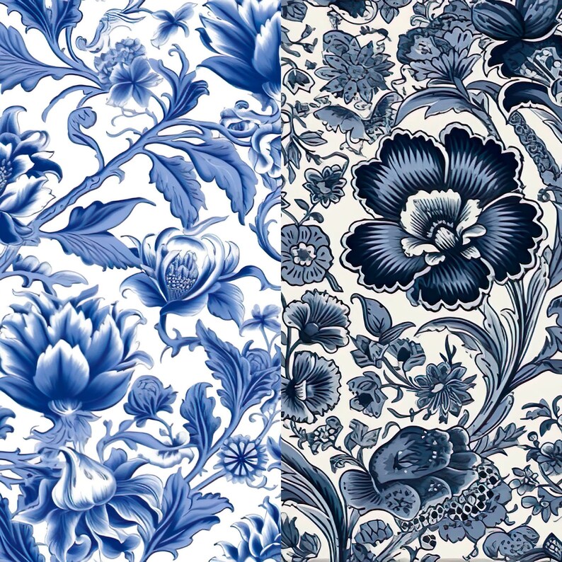 Delft Floral Pattern Digital Printables for Junk Journals - Etsy