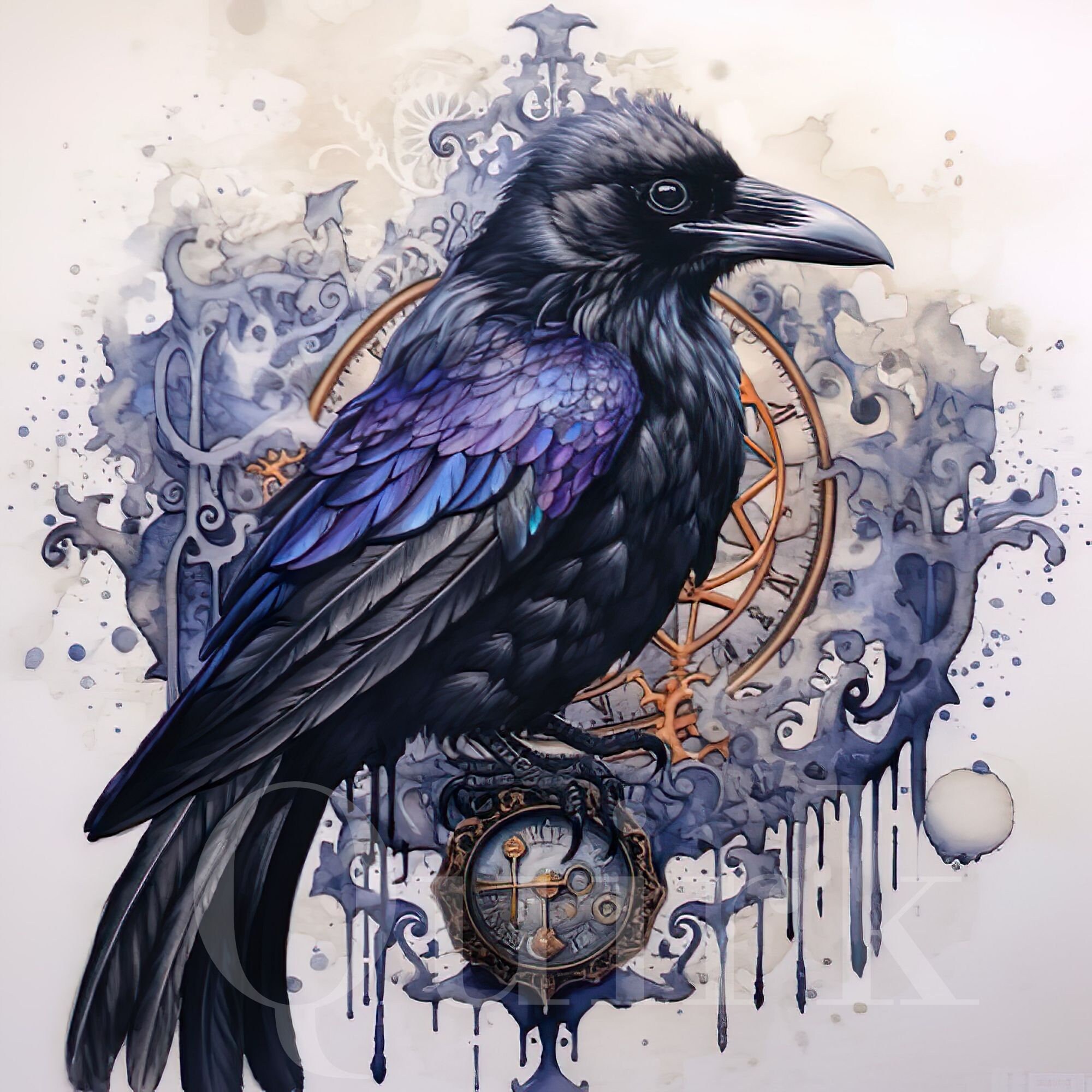 Magical Gothic Ravens Art, Digital Printable Paper Pack Junk Journal ...