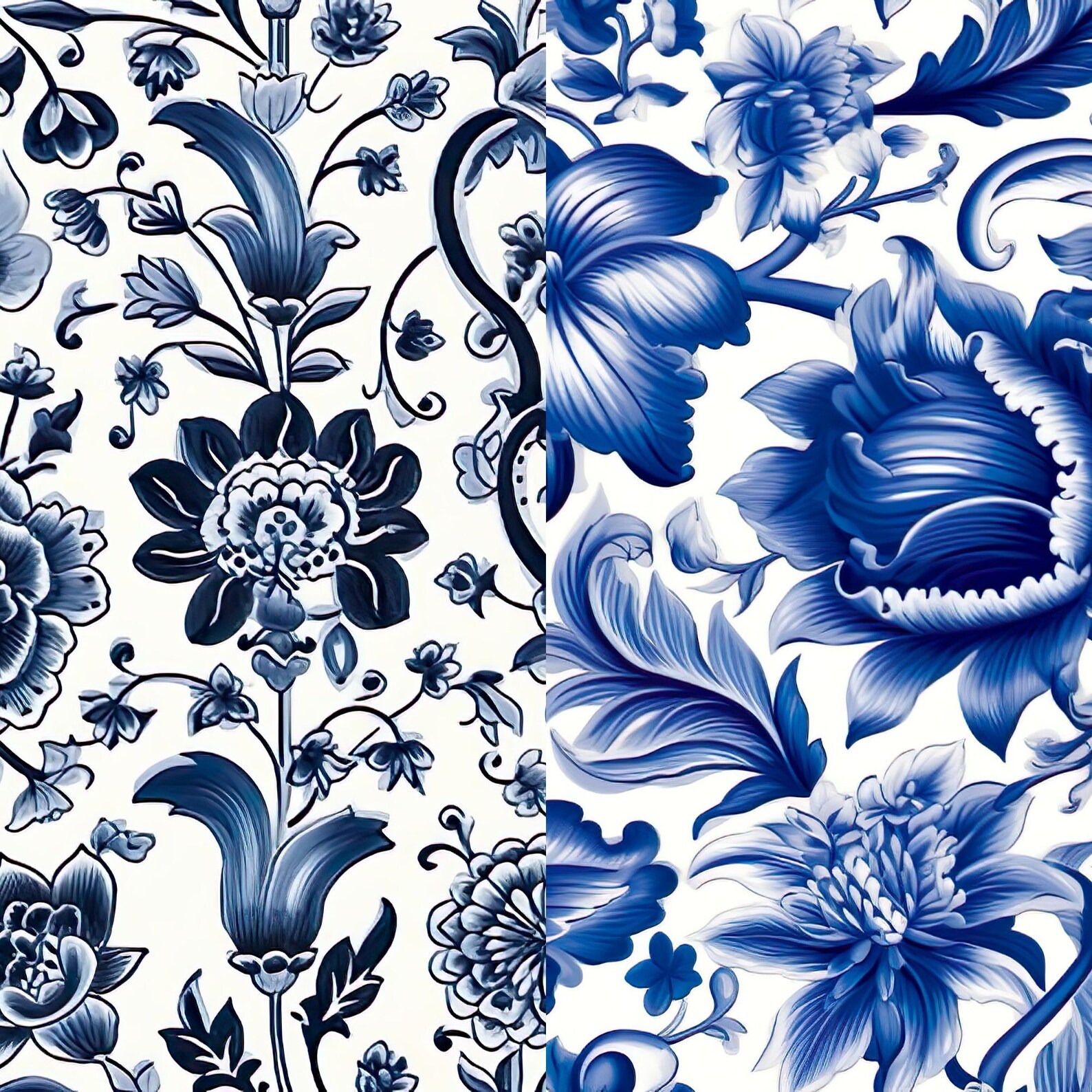 Delft Floral Pattern Digital Printables for Junk Journals - Etsy