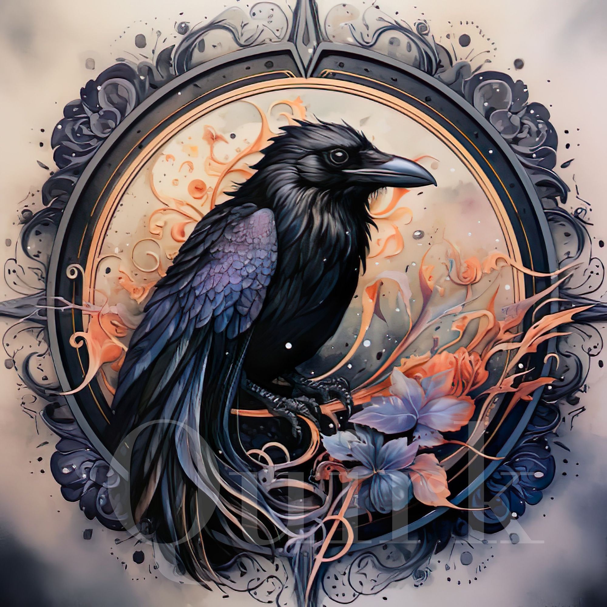 Magical Gothic Ravens Art, Digital Printable Paper Pack Junk Journal ...