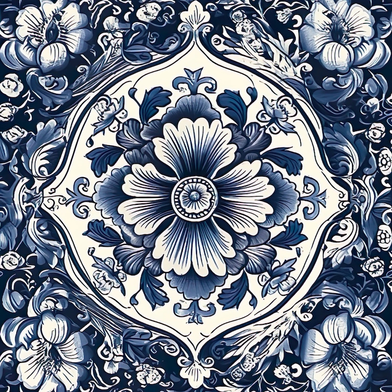Delft Floral Pattern Digital Printables for Junk Journals - Etsy