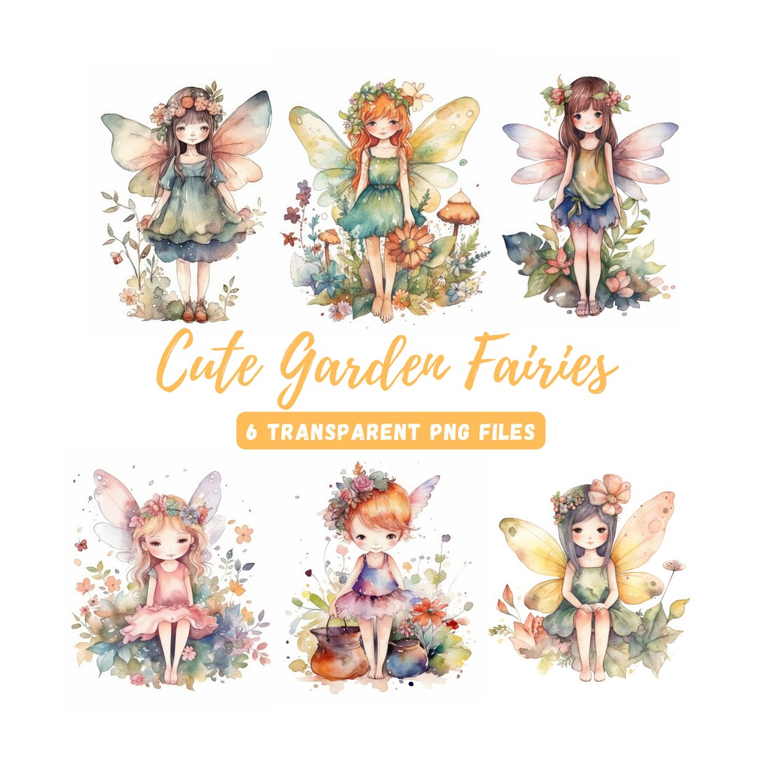 Cute Garden Fairies Cliparts - Etsy