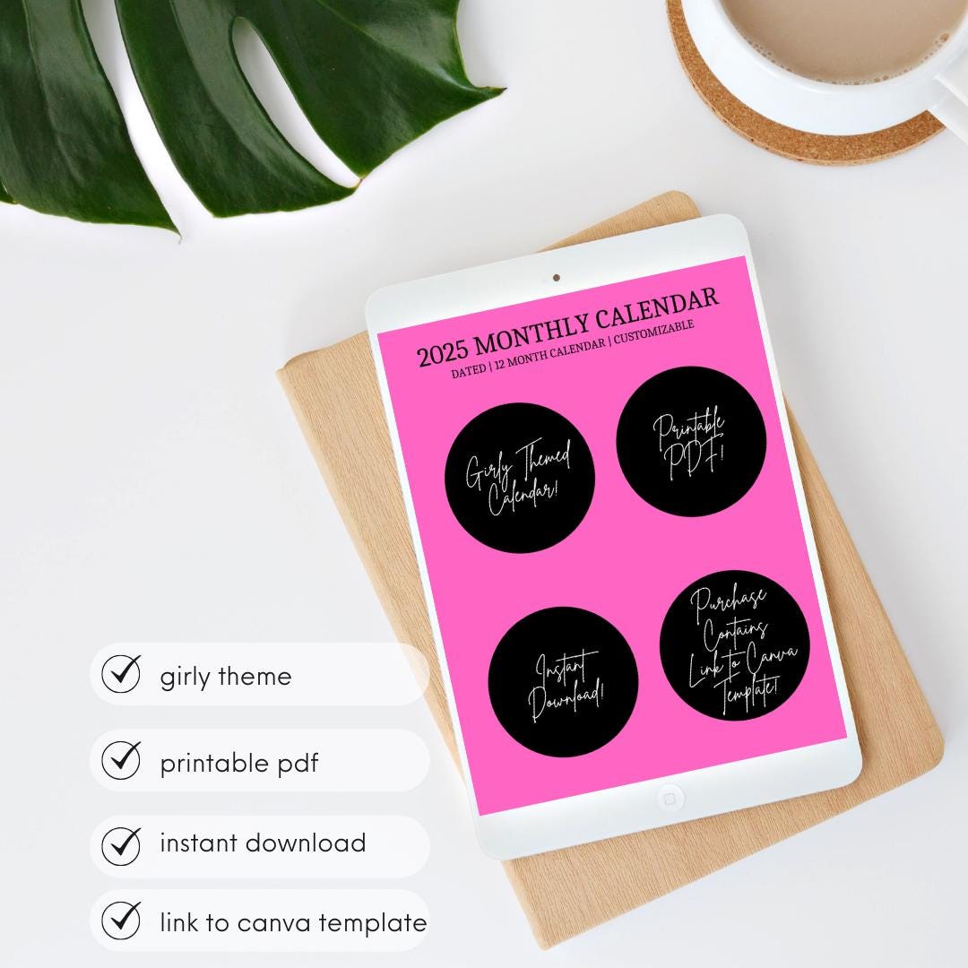 I'm Just a Girl 2025 Printable Calendar, Customizable PDF, Monthly ...