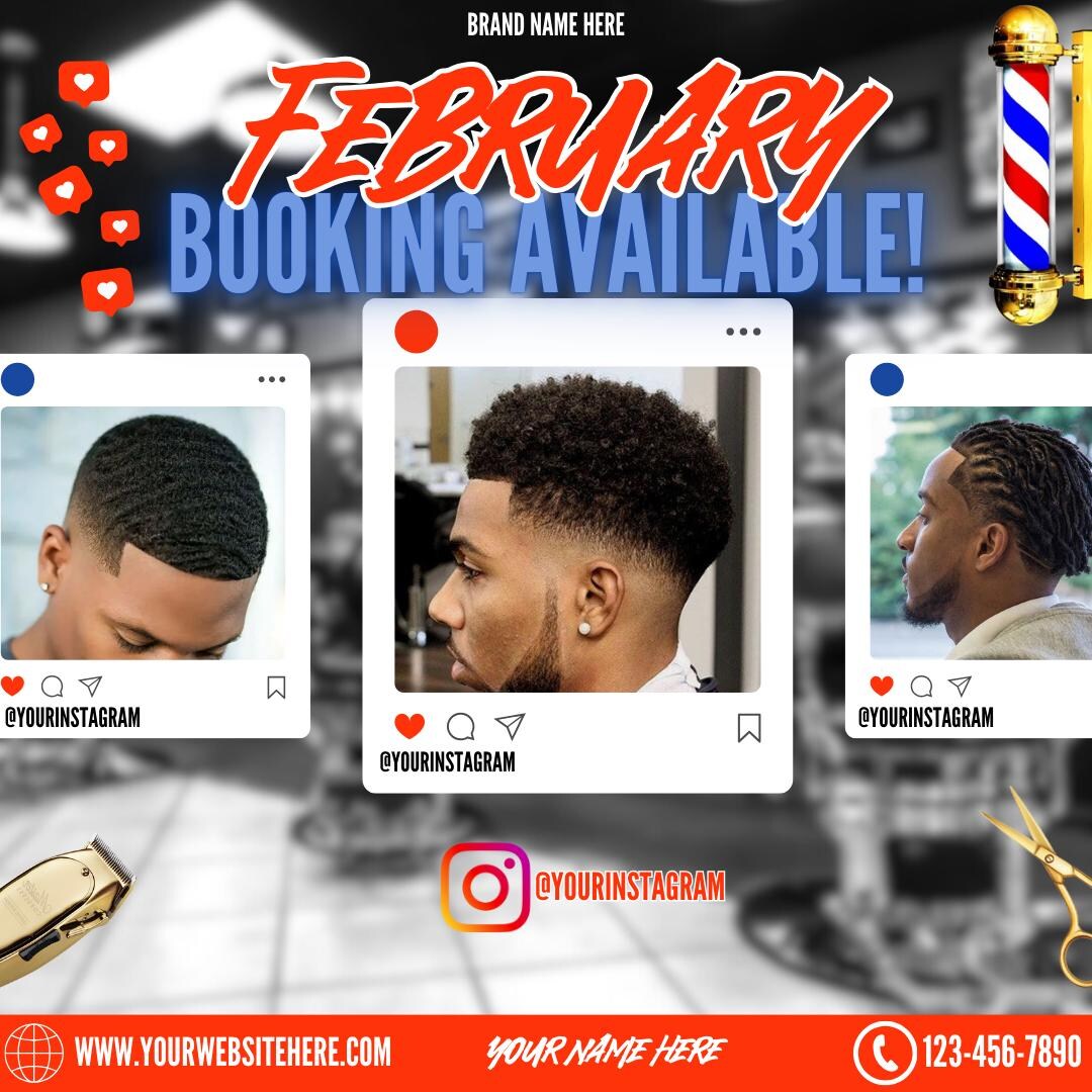 Booking Available Now, Haircut Flyer, BARBER Flyer, Canva Template ...