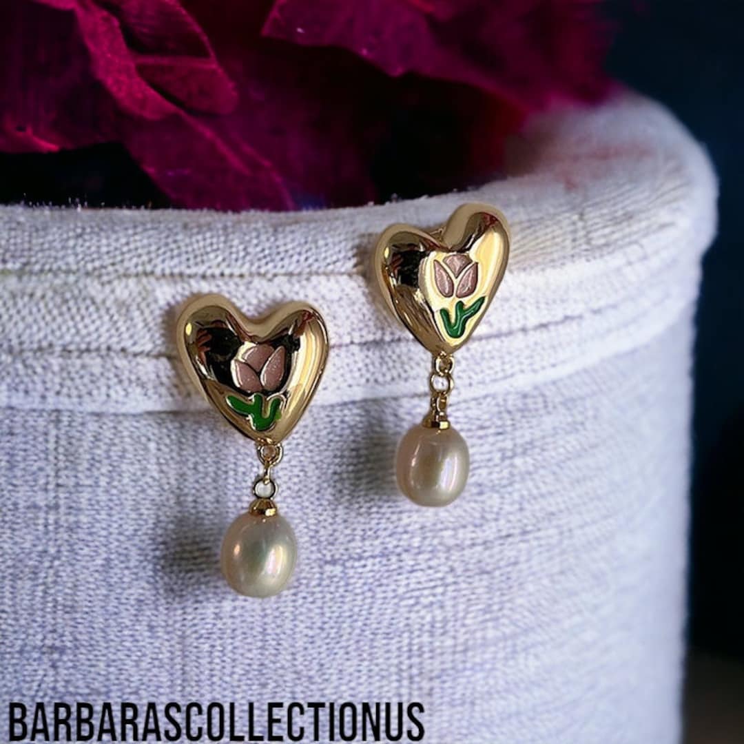 Tulip Gold Heart Earrings Tulip Jewelry Flower Earrings - Etsy