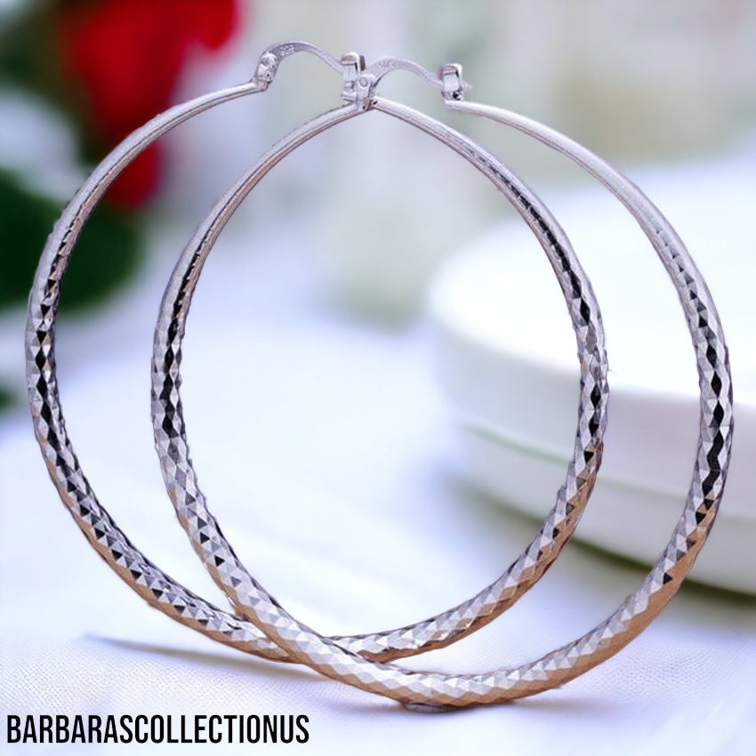 Silver Hoop Earrings, Big Hoop Earrings, Hoop Earrings, Silver Hoop ...