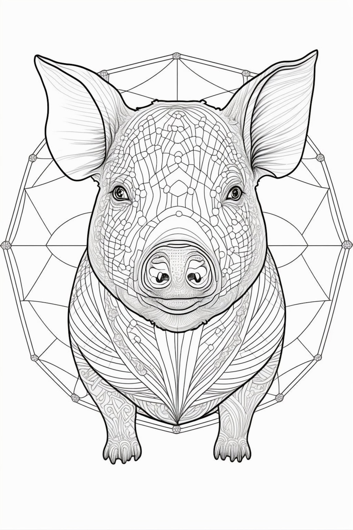 Pig Mandala Adult Colouring Page - Etsy