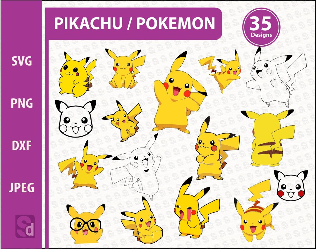 Pikachu, Pakemon, SVG Bundle, Prlintable, Cricut, Silhouette ...