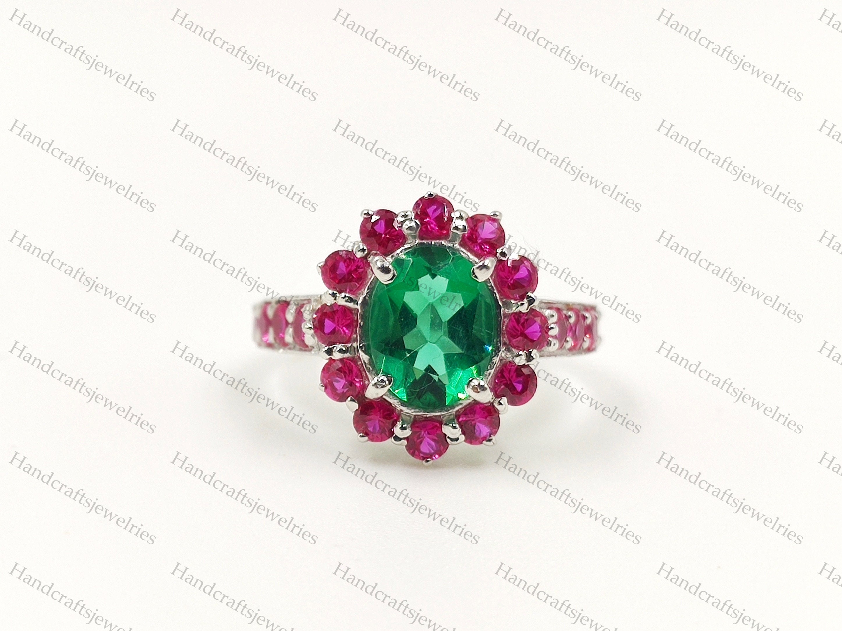 14k Gold Emerald & Ruby Eternity Rings Vintage Ruby Emerald Engagement ...