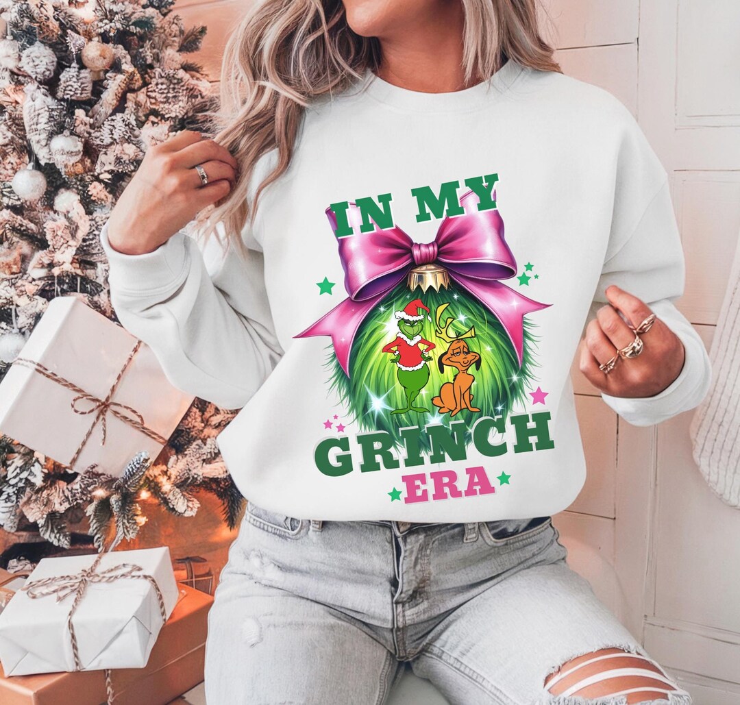Grinch Christmas Sweatshirt, in My Grinch Era Sweatshirt, Grinchy ...