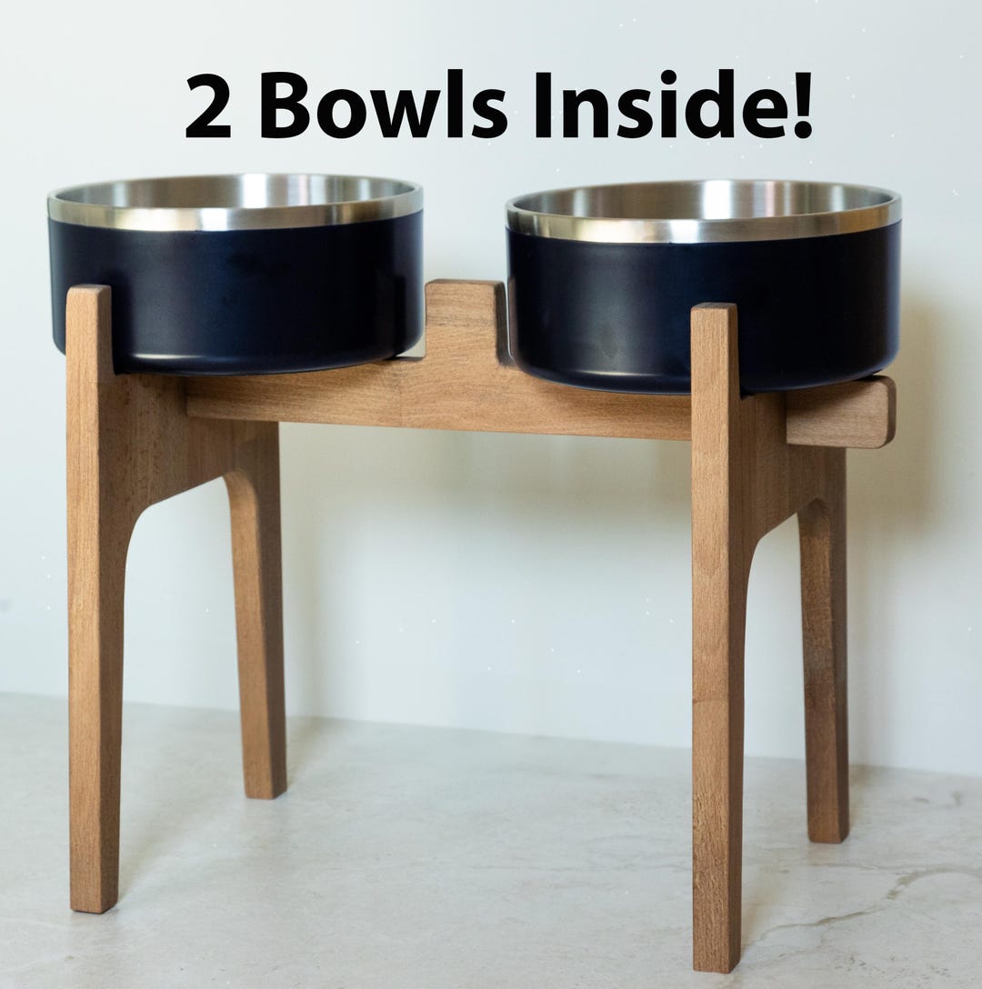 Happybowl Beech Wooden Elevated Dog Bowl Stand for Large Dogs With 2 ...