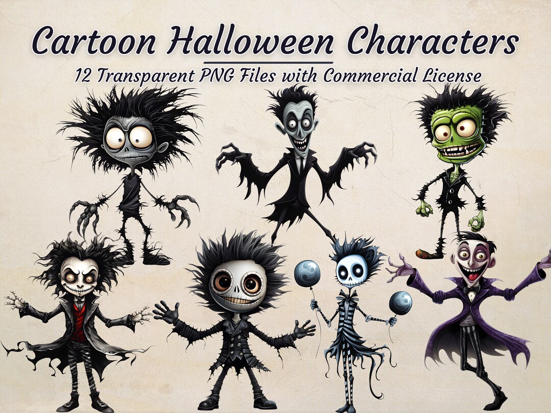 Halloween Cartoon Characters Clipart 12 Transparent PNG High - Etsy