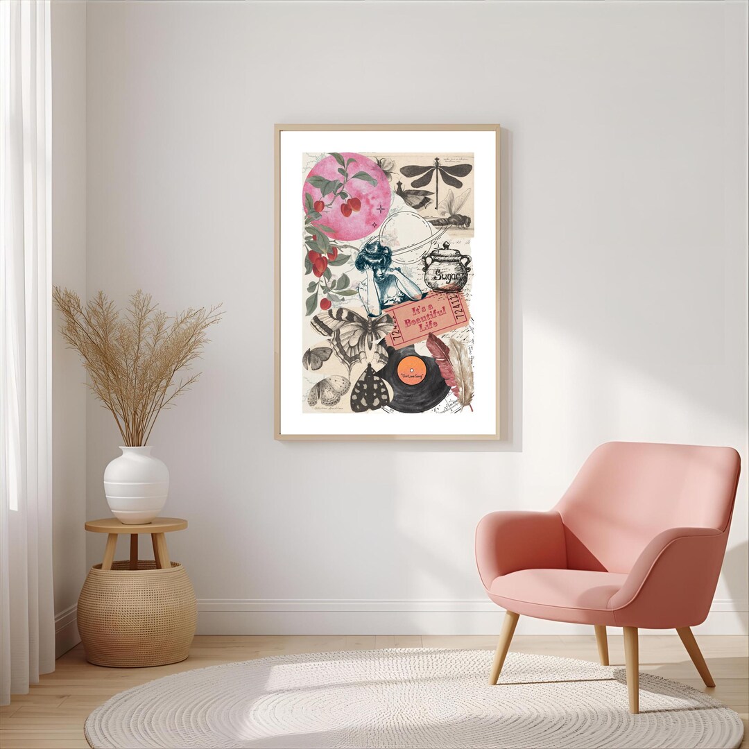 Echoes of the Past – Whimsical Collage With Butterflies and Moon ...