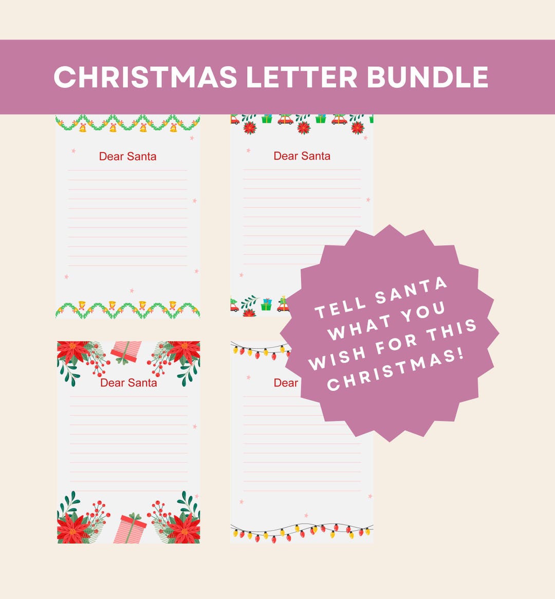 Christmas Letter Bundle for Kids, Santa Christmas List, Santa Wishlist ...