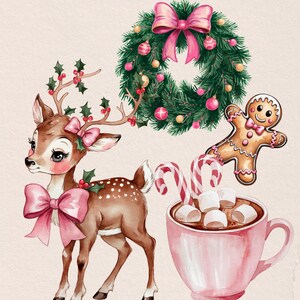 30 Pink Retro Christmas Clipart Bundle, Christmas Market, Christmas Png ...
