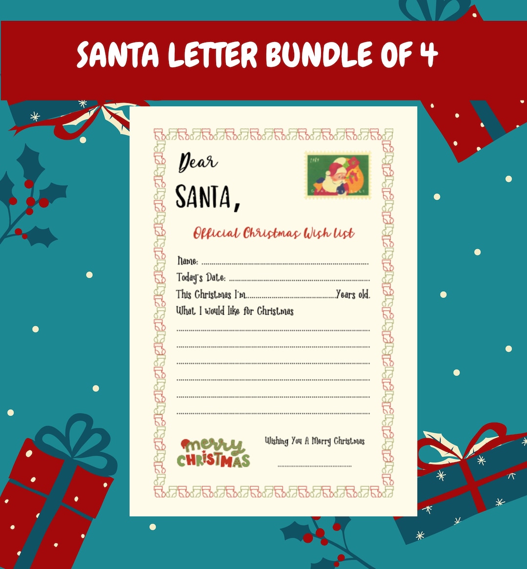 Dear Santa Letter Bundle, Letter to Santa, Naughty or Nice, Certificate ...