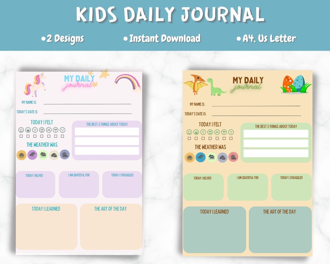 Kids Daily Journal Printable, Journal for Kids, Diary for Children ...