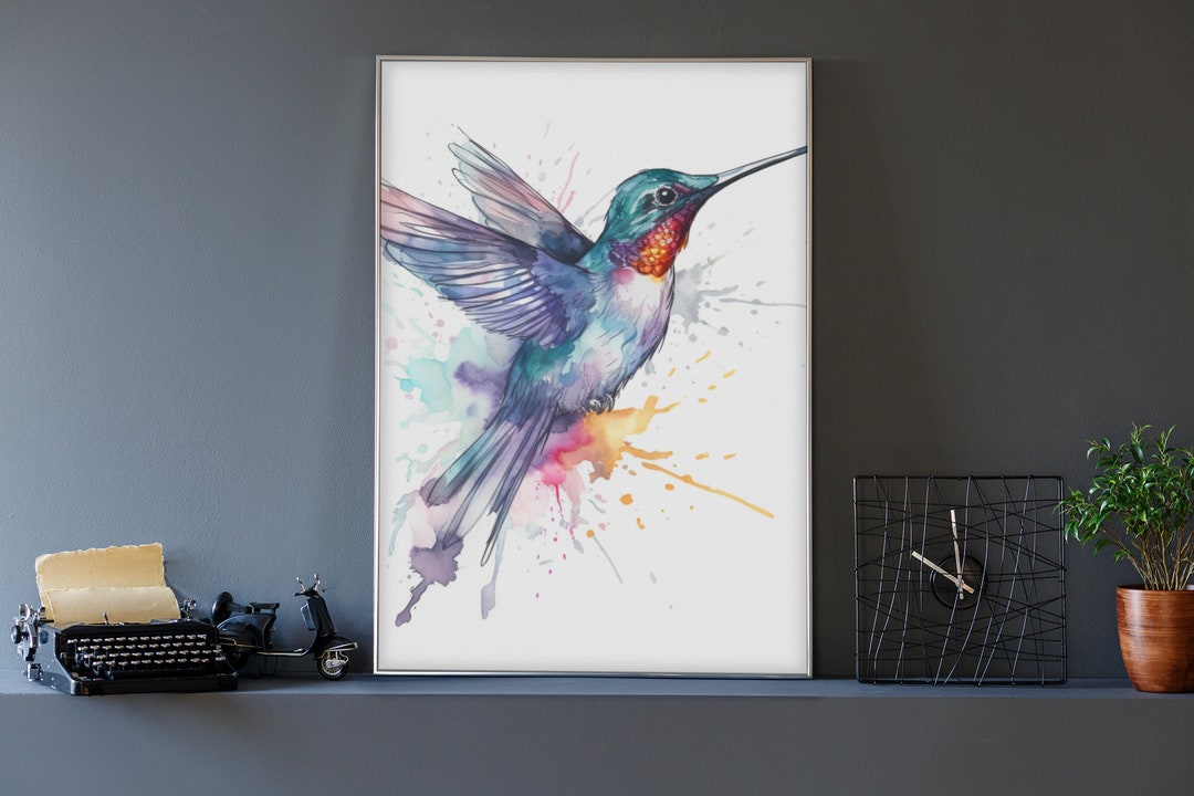 Printable Hummingbird Watercolor Art for Printing, Decorative Posters ...