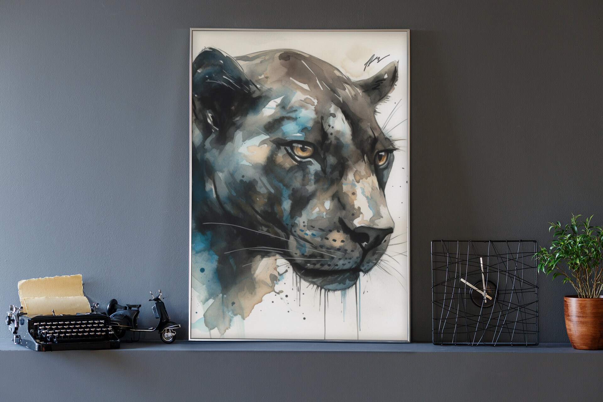 Printable Panther Watercolor Art for Printing, Decorative Posters, and ...