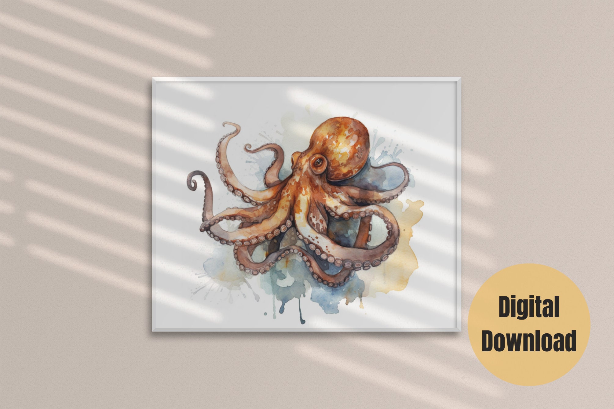 Octopus Watercolor Printable Art | Print Poster Decor Art Watercolor ...