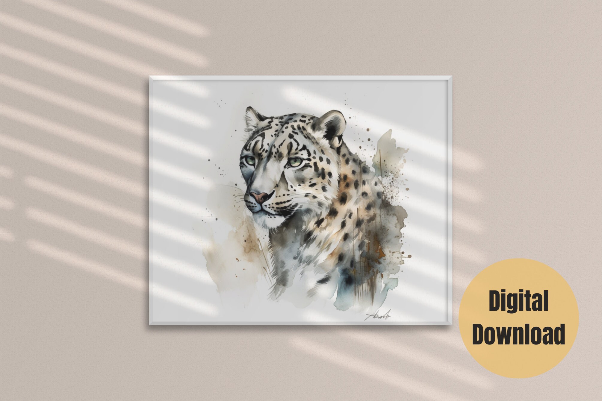 Snow Leopard Watercolor Printable Art Print Poster Decor Art Watercolor ...