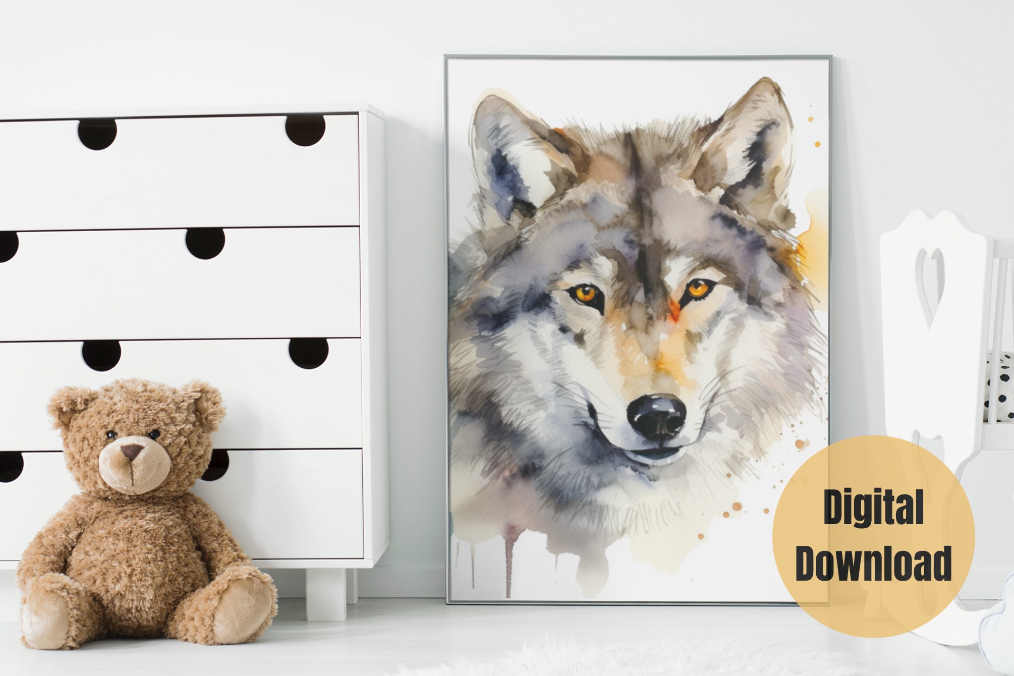 Printable Wolf Watercolor Art for Printing, Decorative Posters, and ...