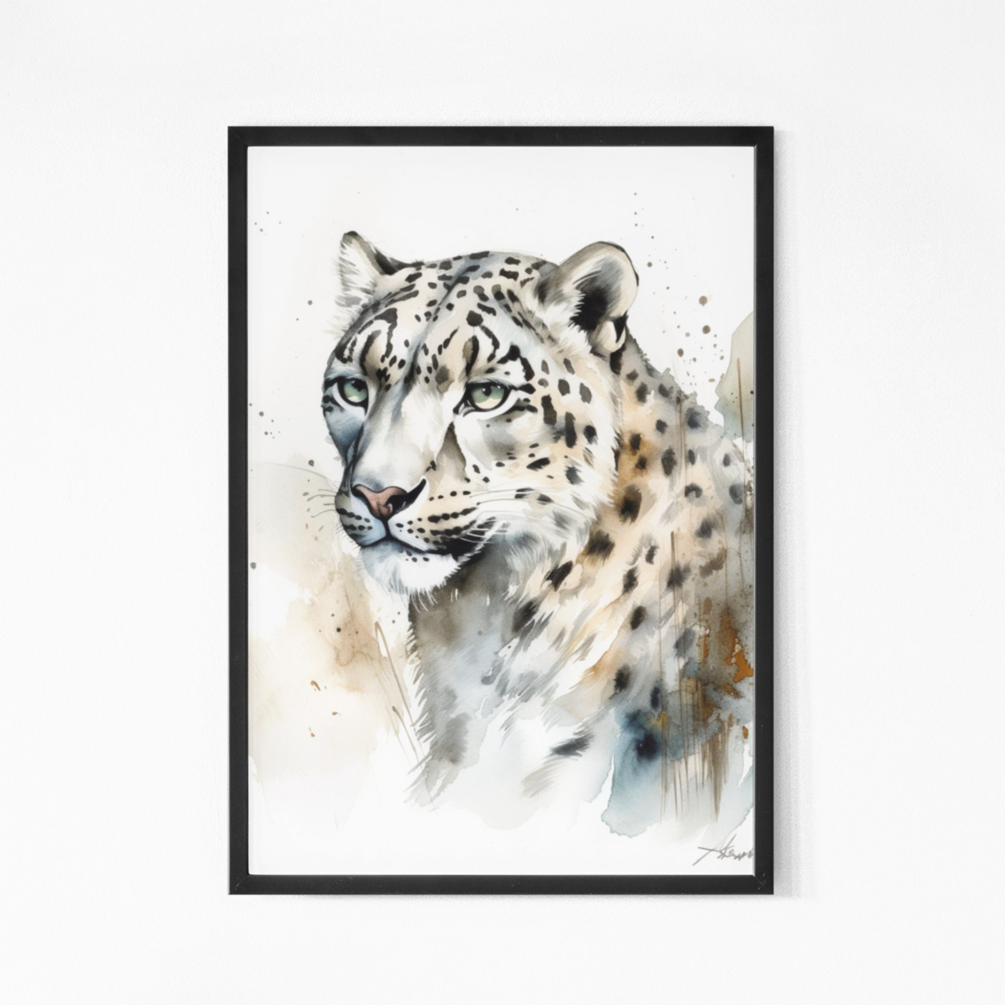 Snow Leopard Watercolor Printable Art Print Poster Decor Art Watercolor ...