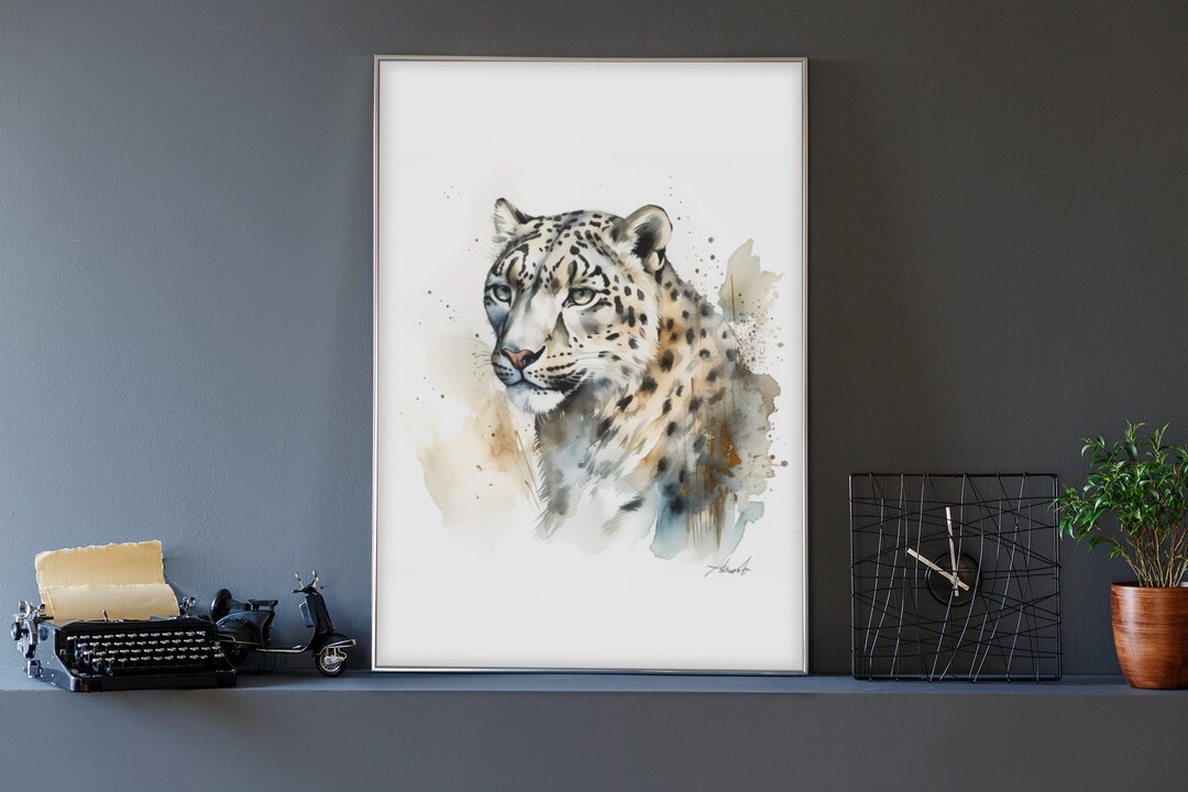 Snow Leopard Watercolor Printable Art | Print Poster Decor Art ...