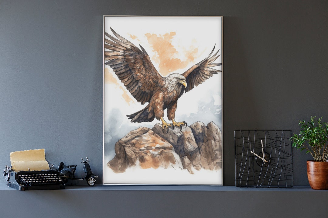 Printable Eagle Watercolor Art for Printing, Decorative Posters, and ...