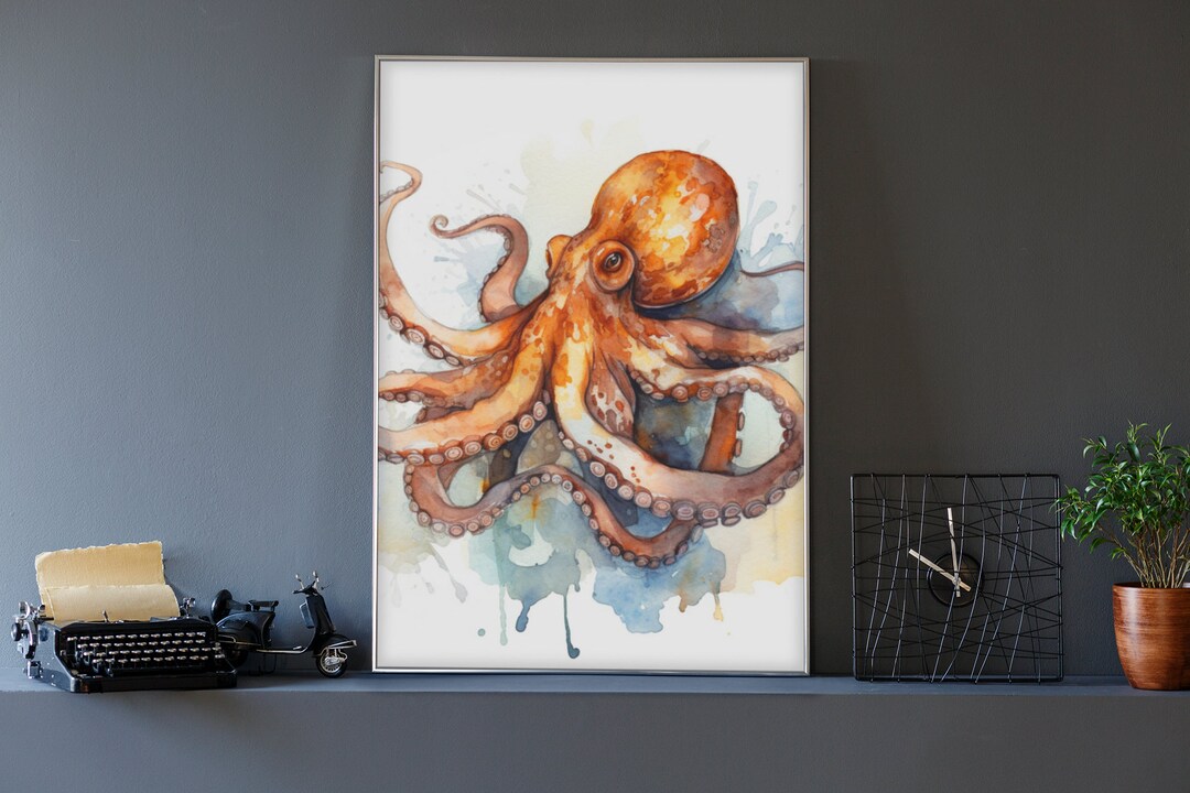 Octopus Watercolor Printable Art Print Poster Decor Art Watercolor Gift ...