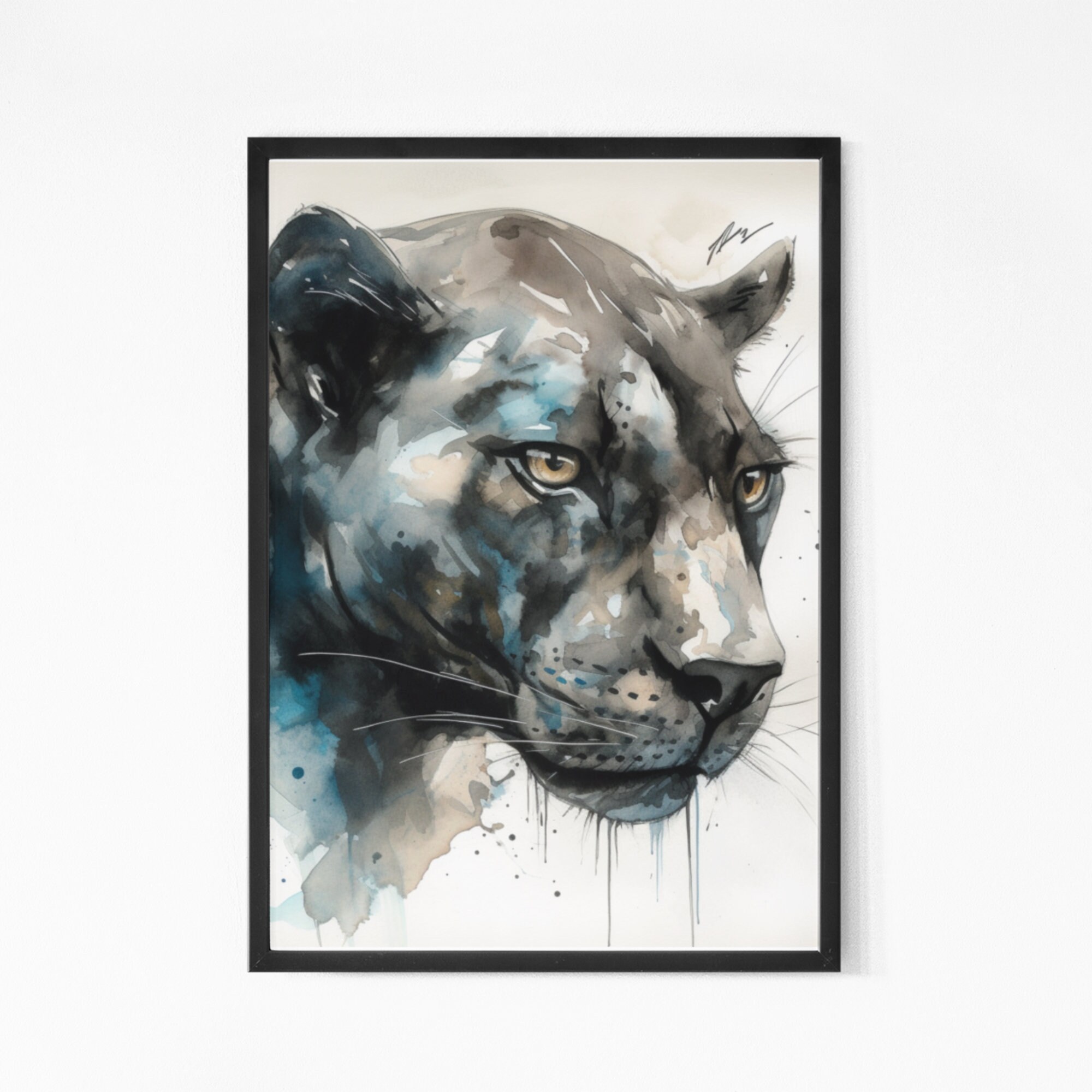 Printable Panther Watercolor Art for Printing, Decorative Posters, and ...