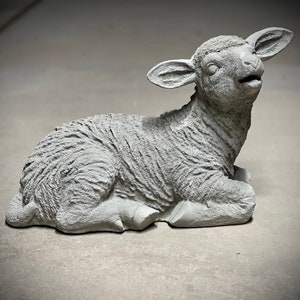 Concrete Lamb Statue Laying Sheep Figurine Resting Farm Lamb Sculpture ...