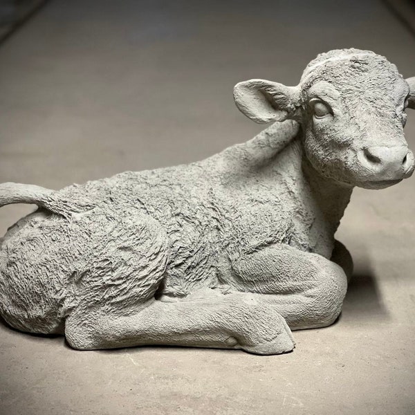 Concrete Cow Statue - Etsy