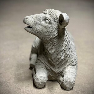Concrete Lamb Statue Laying Sheep Figurine Resting Farm Lamb Sculpture ...