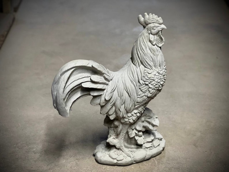 Concrete Chicken Rooster Statue Standing Rooster on Base Figurine ...