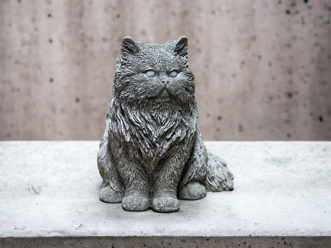 Concrete Himalayan Cat Statue Sitting Persian Cat Memorial Detailed ...
