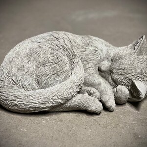 Concrete Cat Laying on Back Statue Detailed Cat Figure Sleeping Kitty ...