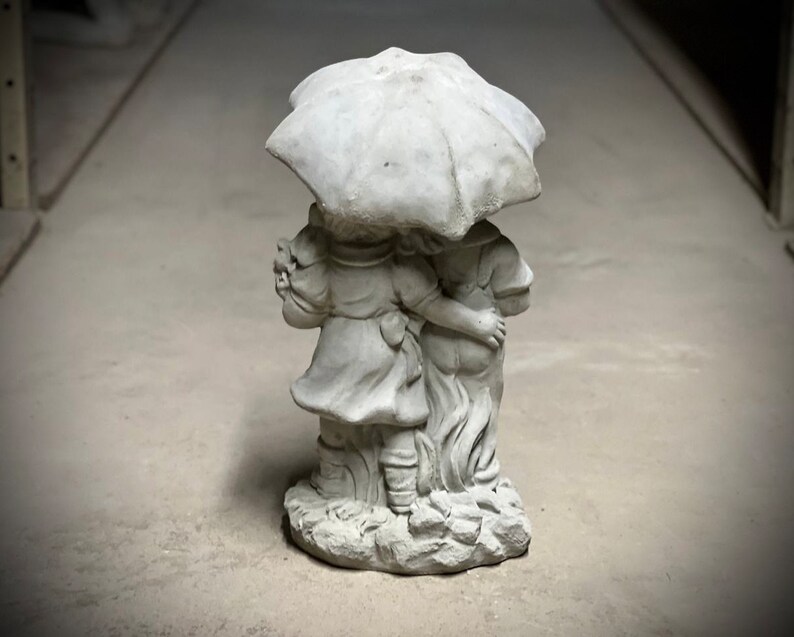 Two Kids Under Umbrella Statue Standing Boy and Girl Under Umbrella ...