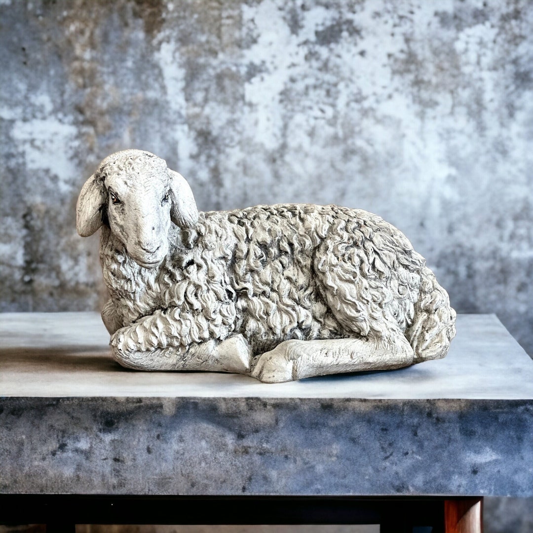 Laying Lamb Figure Massive Farm Sheep Statue Outdoor or Indoor Lamb ...